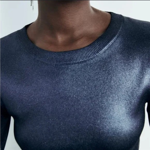 Zara | Sweaters | Zara Midnight Blue Crew Neck Sweater | Poshmark